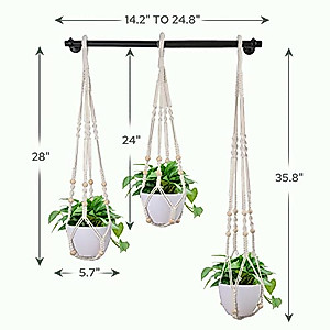 Lorbro Hanging Planter with 3 Macrame Plant Hanger, Wall/Window Plant Hanger with 3 Plants Pots, Hanging Plant Holder for Home Decor, Indoor Outdoor Herb Garden (Black)