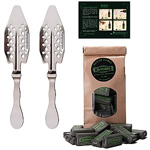 Absinthe Spoon and Sugar Cubes | 2x Absinthe Spoons | Stainless Steel | 19th Century Design