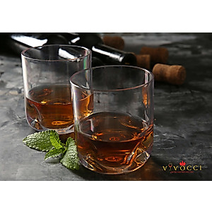 Vivocci Unbreakable Tritan Plastic Rocks 12.5 oz Whiskey & Double Old Fashioned Glasses | Thumb Indent Base | Ideal for Bourbon & Scotch | Perfect For Homes & Bars | Dishwasher Safe | Buy 6 Pay 5