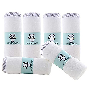 HIPHOP PANDA Bamboo Baby Washcloths, 6 Pack and Baby Hooded Towel, Yellow Duck, 30 x 30 Inch