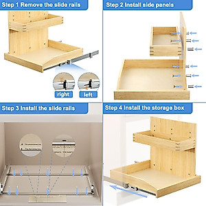 LOVMOR Soft Close Under Sink Organizer 22½” W x 21” D, Pull Out Cabinet Organizer with U Bracket, 2 Tier Slide Out Shelf for Kitchen Bathroom Sink(Left)