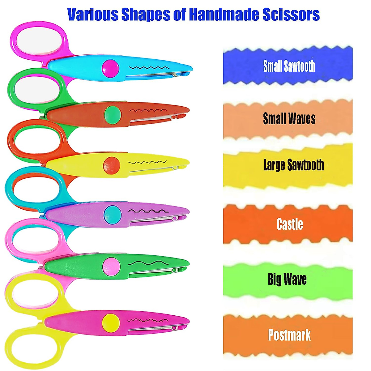Paper Edge Scissors Set of 6 Different Patterns Craft Scissors for Teachers, Scrapbooking, Album, Kids, Arts