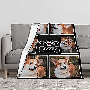 WARMTHLOVE Custom Pet Memorial Gifts Personalized Throw Blanket with Photos in Loving Memory of Dog Picture Blanket for Sympathy Remembrance Gifts