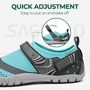 SAGUARO Water Shoes Women Barefoot Shoes Men Swiming Shoes Quick-Dry Beach Shoes Non-Slip Pool Shoes Skeletoes Shoes for Aqua Surf River Kayak Rafting Turquoise US 6 Men/8 Women