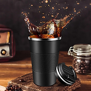JTRYEMU Insulated Coffee Mug 12 oz Travel Coffee Mug with Lid Pill Proof, Stainless Steel Vacuum Thermal Thermos to GO Leakproof, Reusable Coffee Tumbler Cup for Men and Women Hot & Iced Drinks