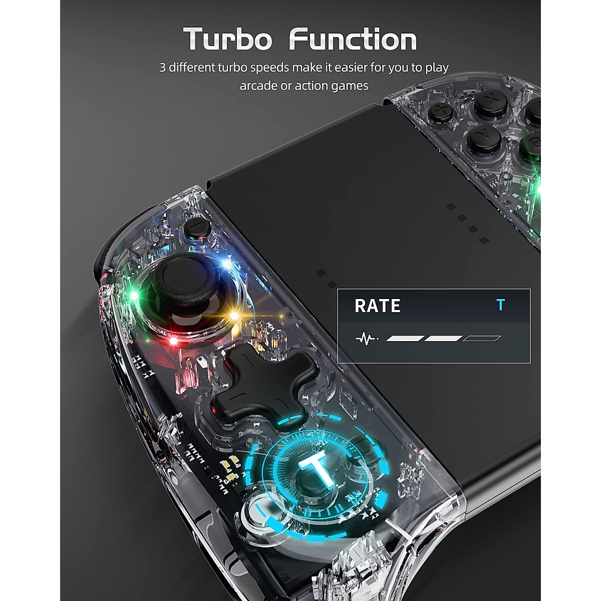 DOYOKY Wireless Game Controller, Bluetooth Controller for PC/Android/Steam/Switch, PC Controller with LED Backlight, Gamepad with Turbo/6-Axis Gyro/Dual Motors (with Phone Bracket)