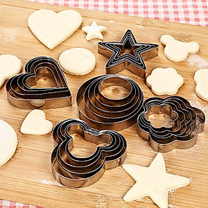 Cookie Cutters Shapes Set, 25pcs Flower,Round,Heart,Star,Mouse Shape Stainless Steel Metal Cookie Molds for Kitchen, Baking