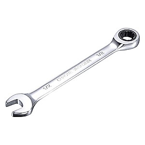 uxcell 1/2 Inch Ratcheting Combination Wrench SAE 72 Teeth 12 Point Ratchet Box Ended Spanner Tools, Cr-V