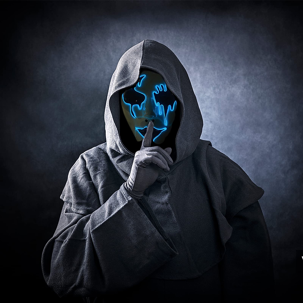 Wetufin Halloween Purge Mask Led Light Up Mask Scary Mask Glow Mask EL Wire LED Mask for Festival Party Gifts Couple Mask, Purge Mask for Kids Man Woman Adult, Blue