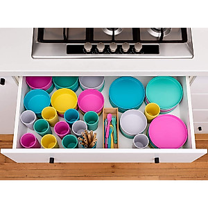 BOBO&BOO Plant-Based Dinnerware Set for Kids | Microwave & Dishwasher Safe | BPA & Melamine Free | Reusable Kids 3 Piece Set Cup, Plate and Bowl - TROPICAL