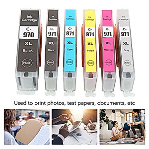 FTVOGUE 970‑971 Multi Colors Ink Cartridge Replacement Inkjet Printer Cartridges for PIXMA MG5790 MG5795 (BK BK C M Y GY 6 Colors)