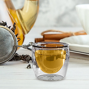 Birchland Espresso Cups Set of 4, Double Wall Espresso Glass Set of 4, Insulated Shot Glass, Espresso Shot Cups, Insulated Espresso Mugs, 2.7 OZ. (Sea Blue)