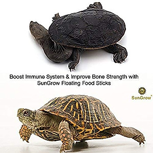 SunGrow Floating Food Sticks for Aquatic Turtles, Newts and Frogs, Balanced Meal for Strong Bones and Shells, Zip-Lock Packaging, 7 Ounce