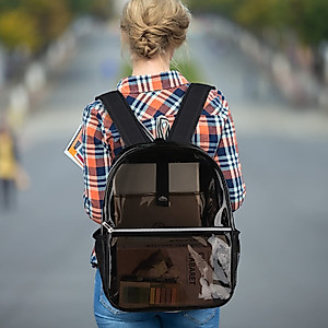 Woddtery Clear Backpack, Heavy Duty PVC Transparent Backpack, See Through Backpacks for School, Work,Stadium,Travel,Security,Festival,College Black…