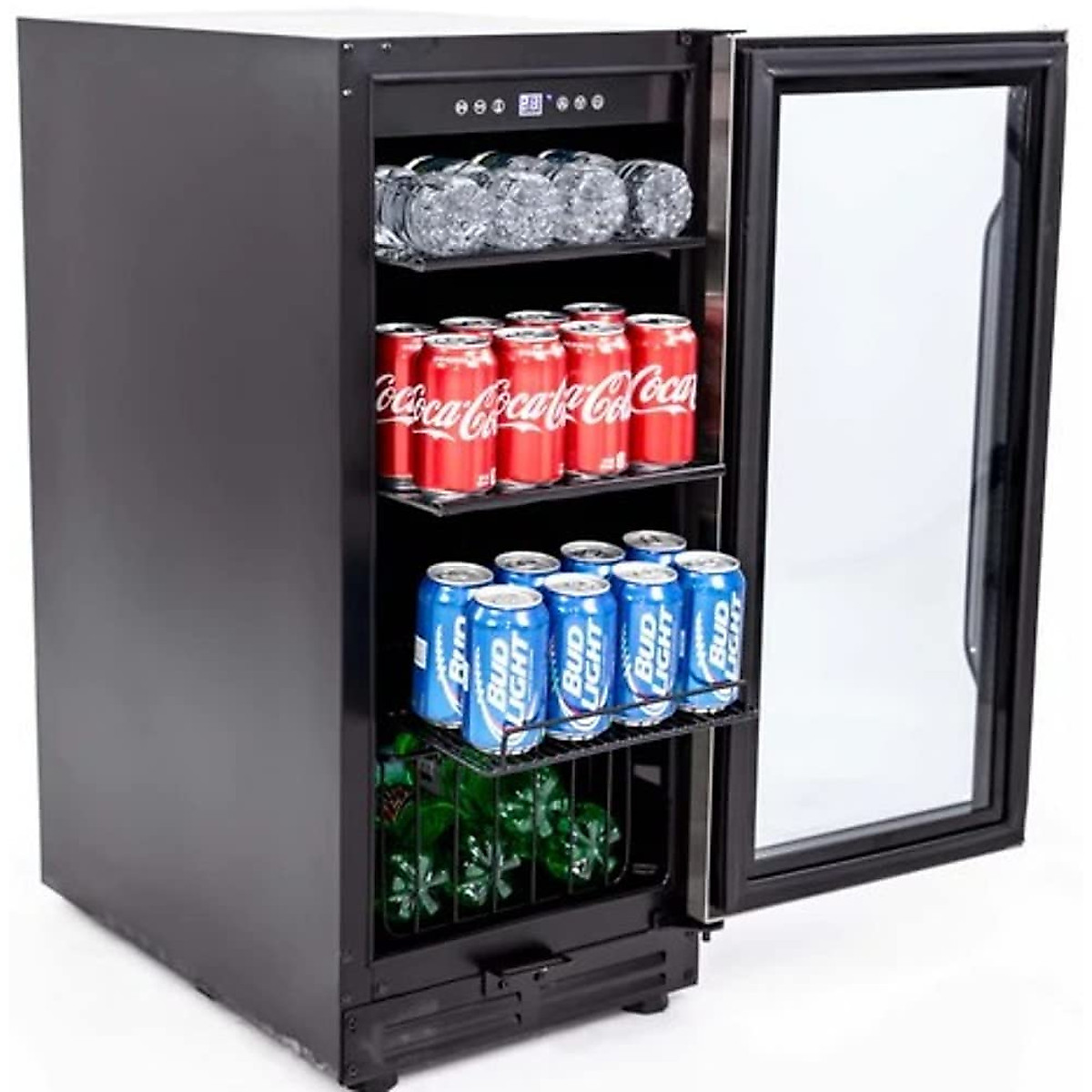 Avanti BCA3115S3S Beverage Cooler with Glass Door 72 Can Mini Refrigerator with Lock for Beer Soda Water Wine with Digital Temperature, 3.1 cu. ft, Black