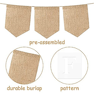 WATINC 26pcs DIY Burlap Banner with 26 Letter Stencil Kit, DIY Alphabet Banners Name Sign Burlap Flags Garland Handwriting Bunting for Party Decoration Wedding Birthday Wall Home Decor Supplies