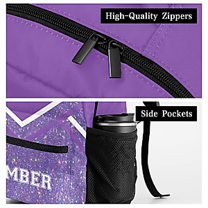 Cheerleader Cheer Purple Backpack with Name Text Custom Laptop Bag for Work Travel Office