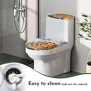 FUIBENG Butterfly Toilet Lid Cover Elongated Colorful Butterflies Toilet Lid Cover and Toilet Tank Lid Cover for Bathroom Washable Soft Toilet Cover,Fit Most Toilet Lid