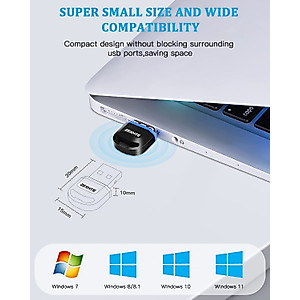 USB Bluetooth Adapter for PC - ZEXMTE Bluetooth Adapter 5.1 EDR,Bluetooth Dongle Receiver for PC Windows 11/10/8/7 - PC to Bluetooth Adapter - Bluetooth USB Adapter for Computer/Laptop