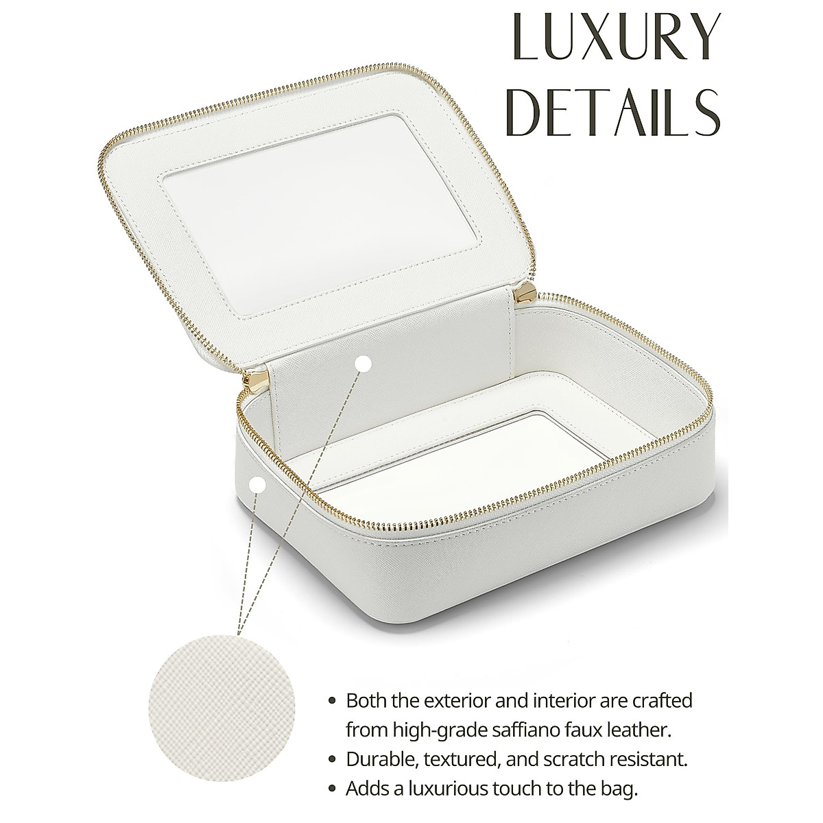 Popvibe Clear Makeup Case Set White Toiletry Bag Travel Large Clear Cosmetic Bag with Zipper, Big Make Up Bag Organizer Women Traveling TSA Approved Transparent Bag Car for Essentials