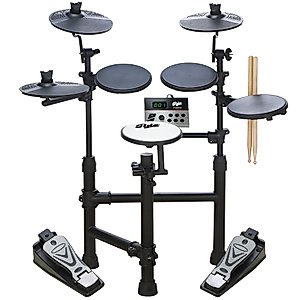 Pyle Electronic Drum Set-Portable Powerful Kit w Machine for Beginners Touch Sensitive Drum Pads, MIDI Computer Connection, Quick Setup Roll-Up Design (Mac & PC Compatible) (PTEDK50) Black
