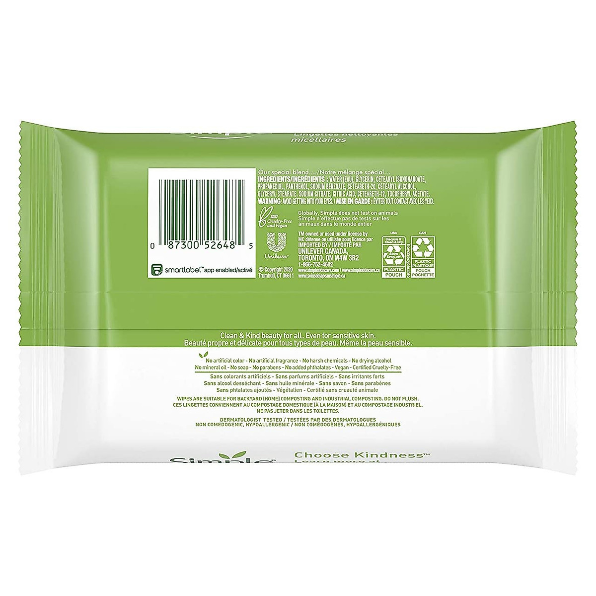 Simple Micellar Makeup Remover Wipes 25 Count (3 Pack)