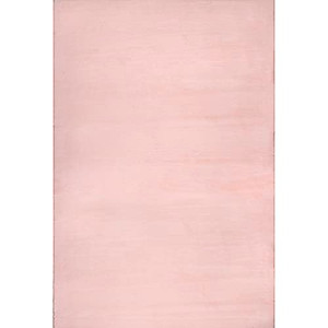 nuLOOM Faux Rabbit Soft Solid Shag Area Rug, 5' x 7' 6", Pink