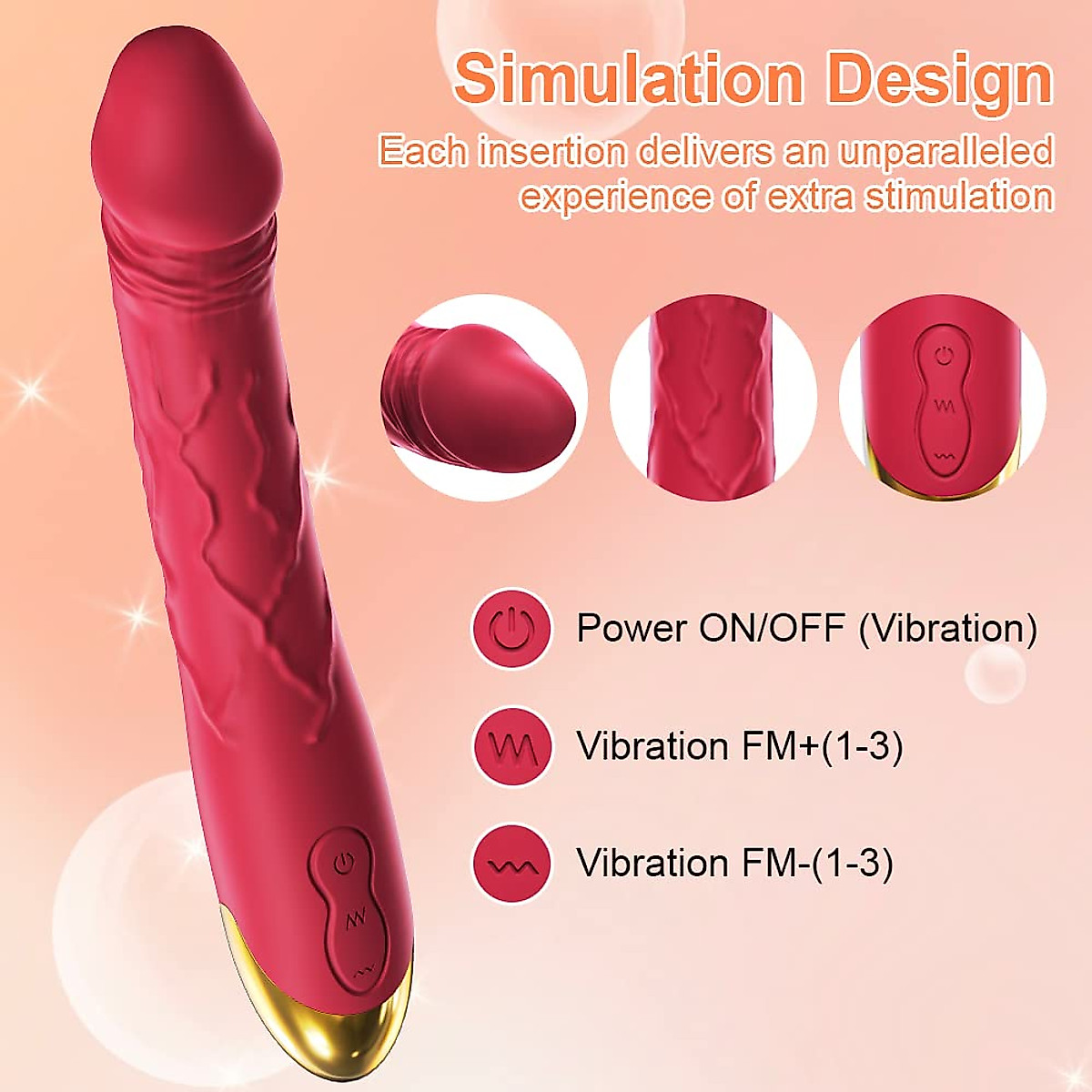 7.6 Inch Realistic Dildo Vibrator for Women，10 Powerful Vibration Modes for Clitoral and G-spot Stimulation, Waterproof Rose Adult Sex Toys for Women and Couples