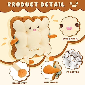 Kigley 2 Pcs Cute Seat Cushion Toast Plush Bread Pillow Cushion Office Chair Cute Kawaii Car Desk Accessories Kawaii Chair Pads for Car Birthday Sofa Bedroom