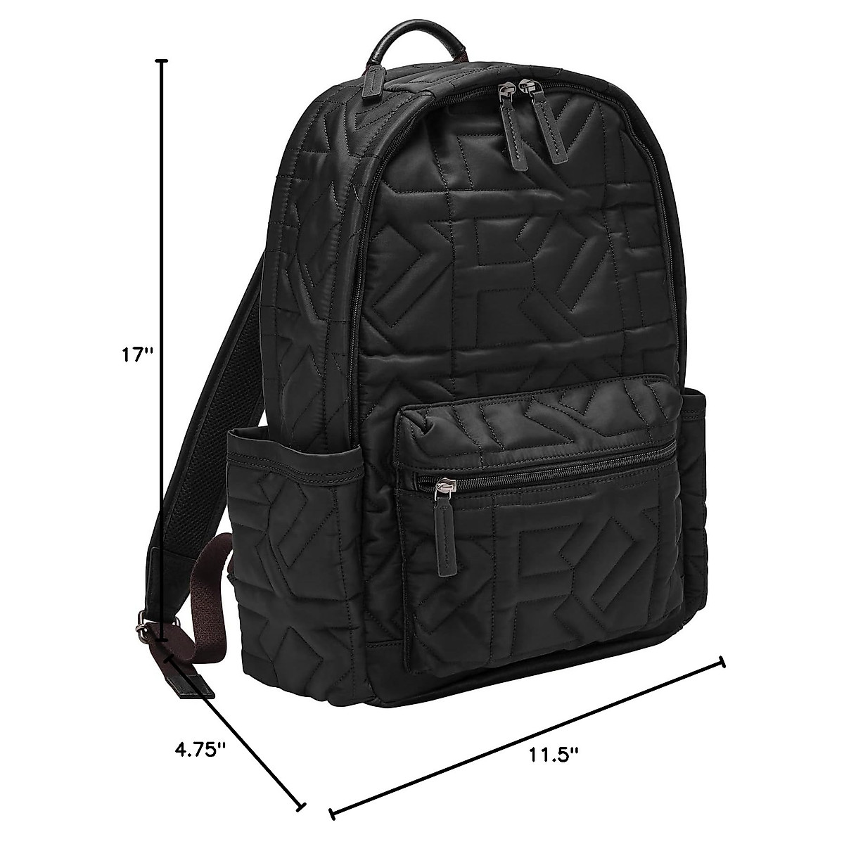 Fossil Unisex Buckner Fabric Backpack with Travel Strap Bag, Color: Black (Model: MBG9587001)