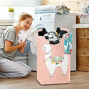 Bardic Collapsible Laundry Basket with Handle Llama Portable Foldable Laundry Hamper Holder Cloth Hamper
