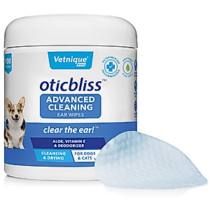 Oticbliss Medicated Ear Drops and Oticbliss Advanced Cleaning Wipes (100 Ct) Bundle Advanced Ear Cleaning Solutions with Medicated Ear Drops for Dogs Plus Dog Ear Cleaning Wipes with Aloe
