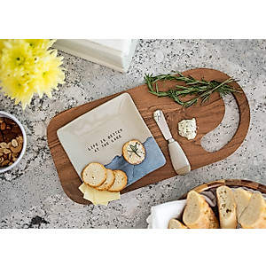 DEMDACO Life is Better at the Lake Blue 6 x 6 Stoneware Decorative Serving Plate with Spreader