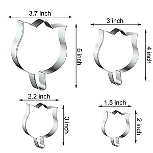 Tulip Flower Cookie Cutter Set Large - 5", 4", 3", 2" - 4 Piece - Stainless Steel