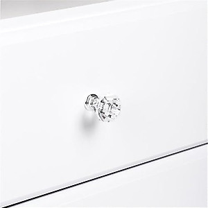 Prepac Astrid Simplistic Nightstand with 2 Drawers and Open Shelf, Functional Bedside Table with Acrylic Knobs 15.5" D x 16" W x 24.5" H, White, WDNH-0402-1-V