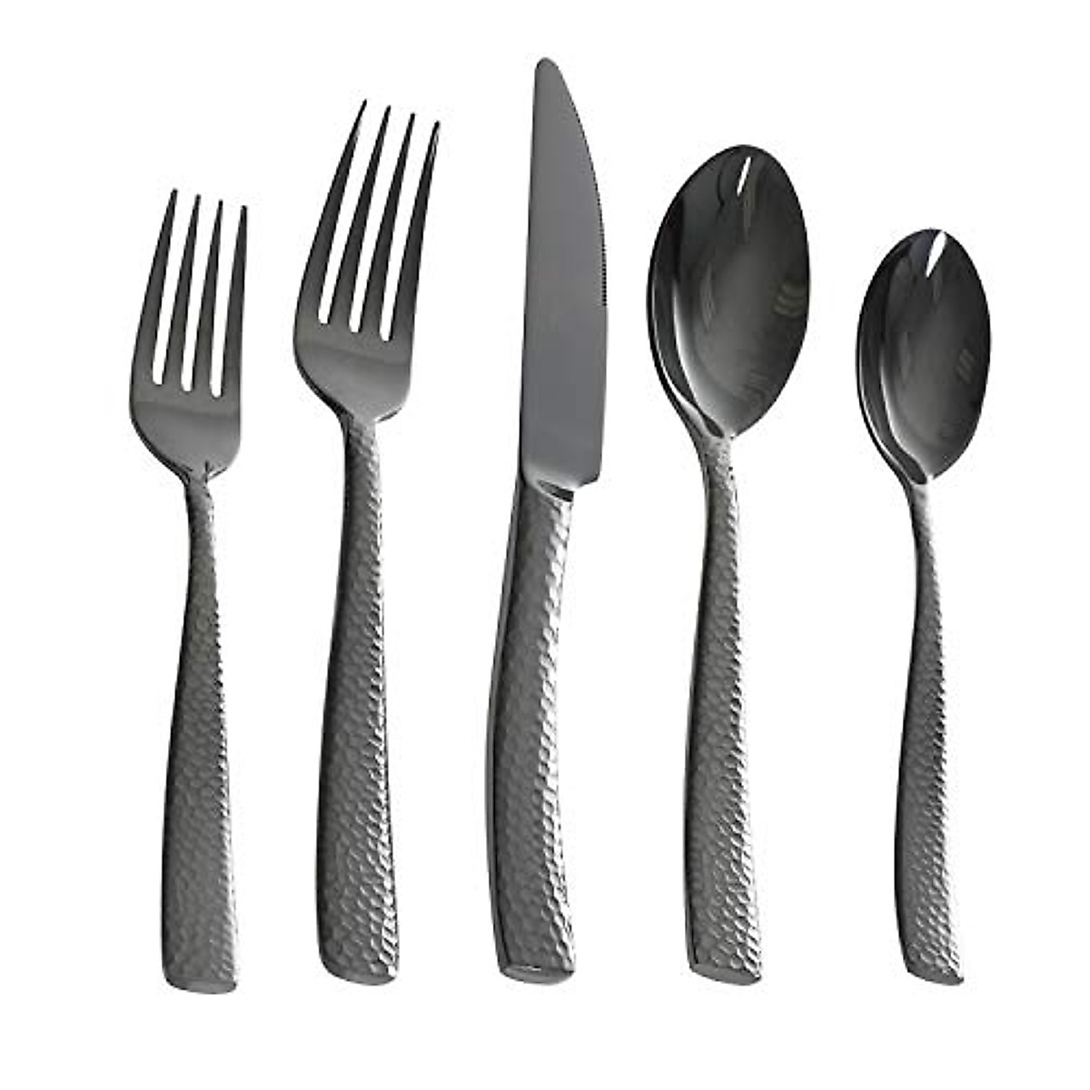 Gibson Home Gibson Elite Flatware Set, Service for 4 (20pcs), Hammered Black