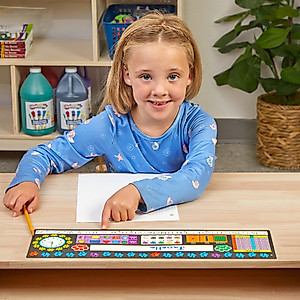 Really Good Stuff 24PK Paw Prints Self-Adhesive Deluxe Plastic Desktop Reference Nameplate with Letters, Numbers, Colors, 2-D and 3-D Shapes, 120 Grid, Left and Right, Base 10 and Time