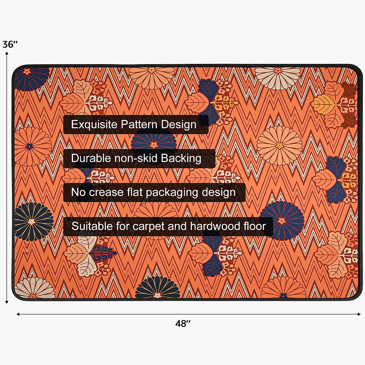 Mapuon Heavy Duty Desk Chair Mat for Carpet & Hardwood Floors, 48" x 36" Exquisite Jacquard Floor Mat Office Chair Mat for Carpeted Floors and Hardwood Floor for Home Office