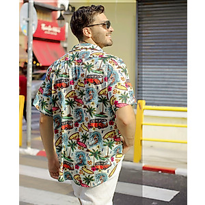 Yoimira Hawaiian Shirts for Men, Print Mens Casual Short Sleeve Button Down Shirts Floral Aloha Beach Shirt Beige