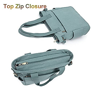 BESYIGA Tote Bag with Pockets for Women Top Handle Canvas Casual Shoulder Handbag Medium Size, Green