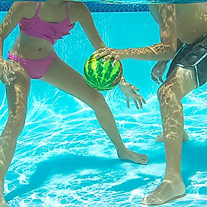 BANZAI Melon Madness Pool Challenge Underwater Water-Filled Ball w/ 3 22-inch Diameter Target Hoops, Garden Hose Adapter, and Underwater Ball