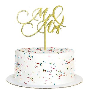 HQKJGSYX Mr and Mrs Cake Toppers Custom Cake Topper Acrylic Wedding Cake Toppers Gold Cake Pick for Bride Shower Anniversary Celebration Engagement Birthday Party Decorations Supplies