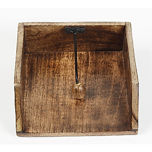 Wooden Napkin Holder Flat Scroll Collection, Bar Napkin Holder for Tables, Tableware Tissue Holder, Farmhouse Napkin Dispenser, Kitchen Bathroom Bedroom Countertop | 8" X 8" X 2.8" (Borwn)