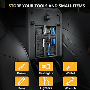 RERPRO Center Console Organizer Storage Compatible with 2021 2022 2023 2024 2025 Ford Bronco 2/4 Door Interior Accessories Armrest Tactical Webbing Molle Panel, 1 Pack Black