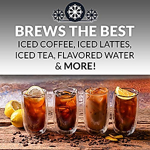 HomeCraft HCIT3BS 3-Quart Black Stainless Steel Café' Iced Tea And Coffee Brewing System, 12 Cups, Strength Selector & Infuser Chamber, Perfect For Lattes, Lemonade, Flavored Water, Large Pitcher