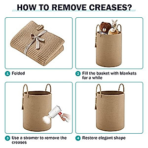 YOUDENOVA Jute Rope Laundry Hamper Basket, 58L Tall Woven Collapsible Baskets for Blanket Organizing Clothes Hamper for Laundry Room Storage