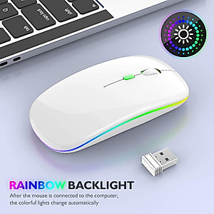 Neises LED Wireless Mouse,Wireless Mouse for MacBook Air/MacBook Pro/Mac/Laptop/MacBook/iPad,Bluetooth Mouse for MacBook Air/Pro/Mac/ipad/ipad pro/OS 13 and Above (White)
