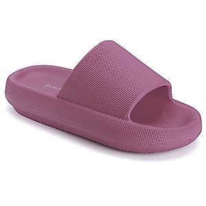 Joomra Womens Slides Thick Sole Platform Non Slip House Shower Bathroom Pillow Slippers for Ladies Cushioned Tan Soft Indoor Bath Female Sandals Fuchsia 35-36