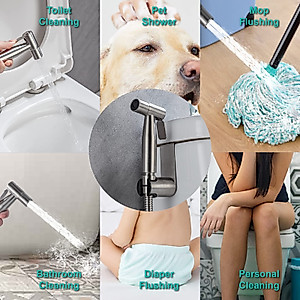 BARROCK Handheld Bidet Sprayer for Toilet, Stainless Steel Metal Made Baby Cloth Diaper Spraying Kit, Bathroom Toilet Bidet Attachment Set for Bathing Pets and Feminine Hygiene, Brushed Nickel