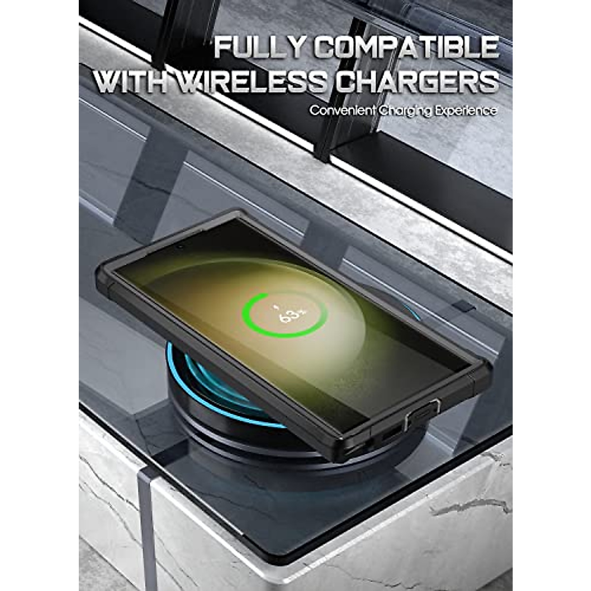 Poetic Guardian Samsung Galaxy S23 Ultra 5G 6.8" Case - 20 FT Drop Tested, Built-in Screen Protector, Rugged Shockproof, Black/Clear